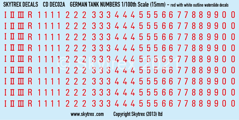 German Tank Numbers - Red (15mm) *NEW* – Skytrex